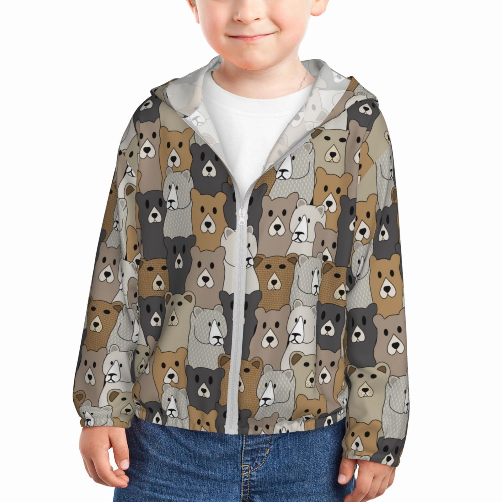 Kids Zip Up Hoodie for Girls Boys Toddler - Cartoon bear Lightweight Long Sleeve 2T Boys Girl ...