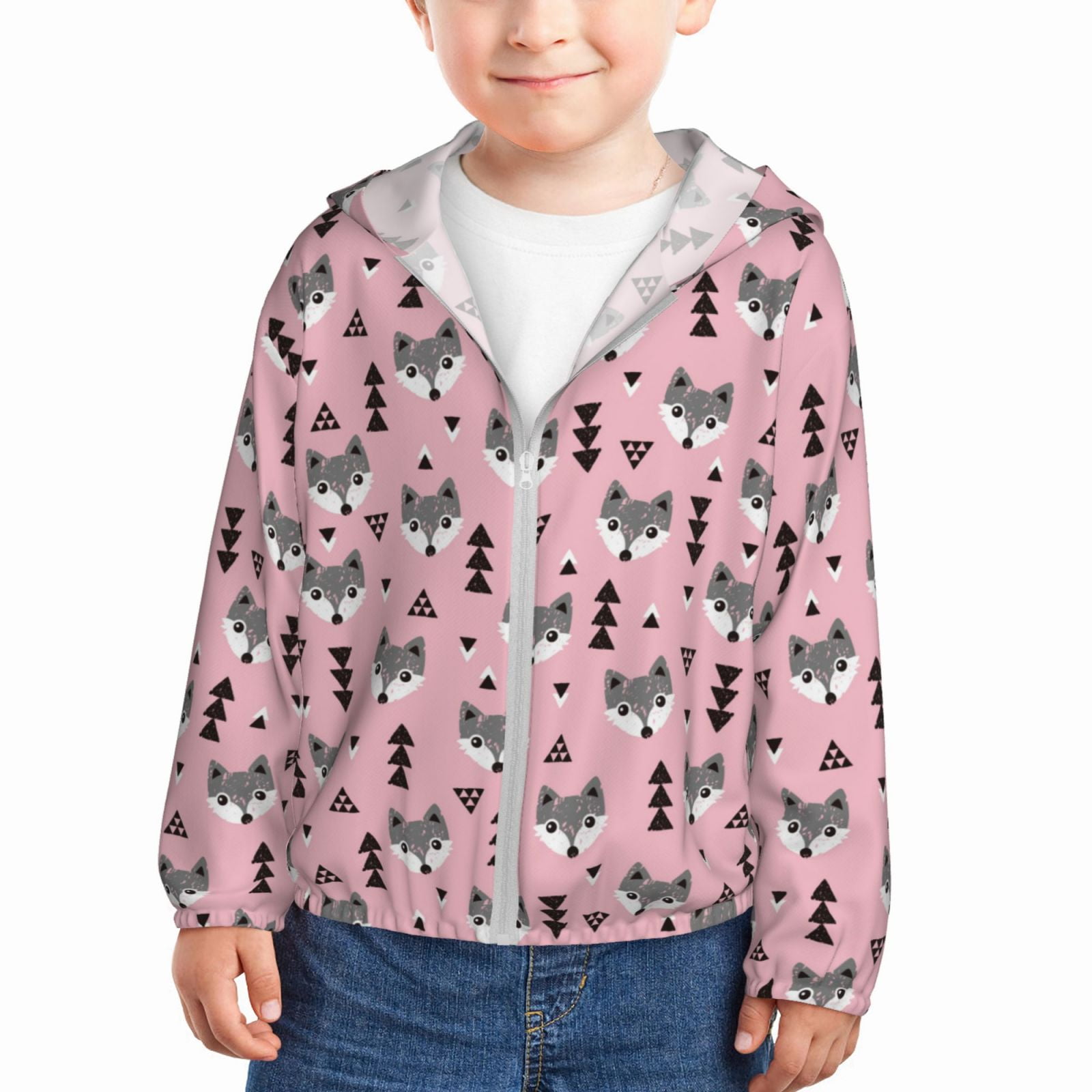 Kids Zip Up Hoodie for Girls Boys Toddler - Cute Fox Pink Tree ...