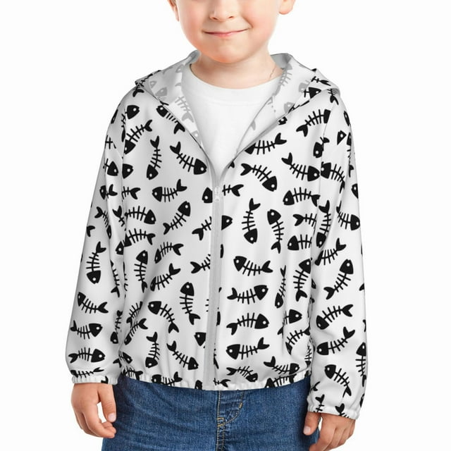 Kids Zip Up Hoodie for Girls Boys Toddler - Fish Bone Lightweight Long Sleeve 18M Boys Girl ...