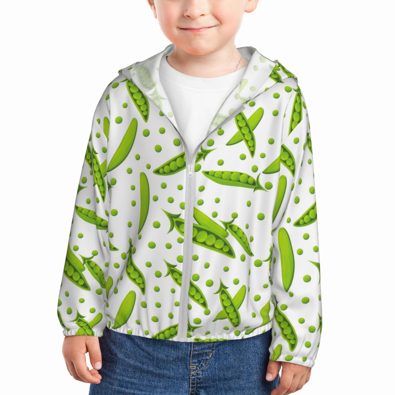 Kids Zip Up Hoodie for Girls Boys Toddler - green Peas Lightweight Long Sleeve 2T Boys Girl ...