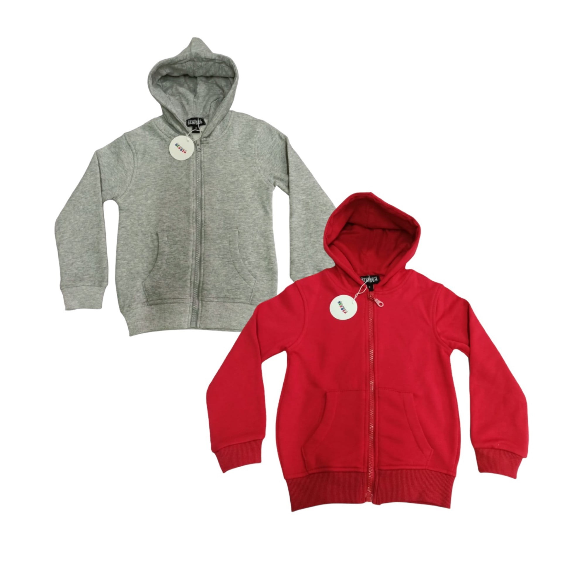 Kids Zipper Hoodie Sweaters 2 Pack - Grey,Red - Walmart.com