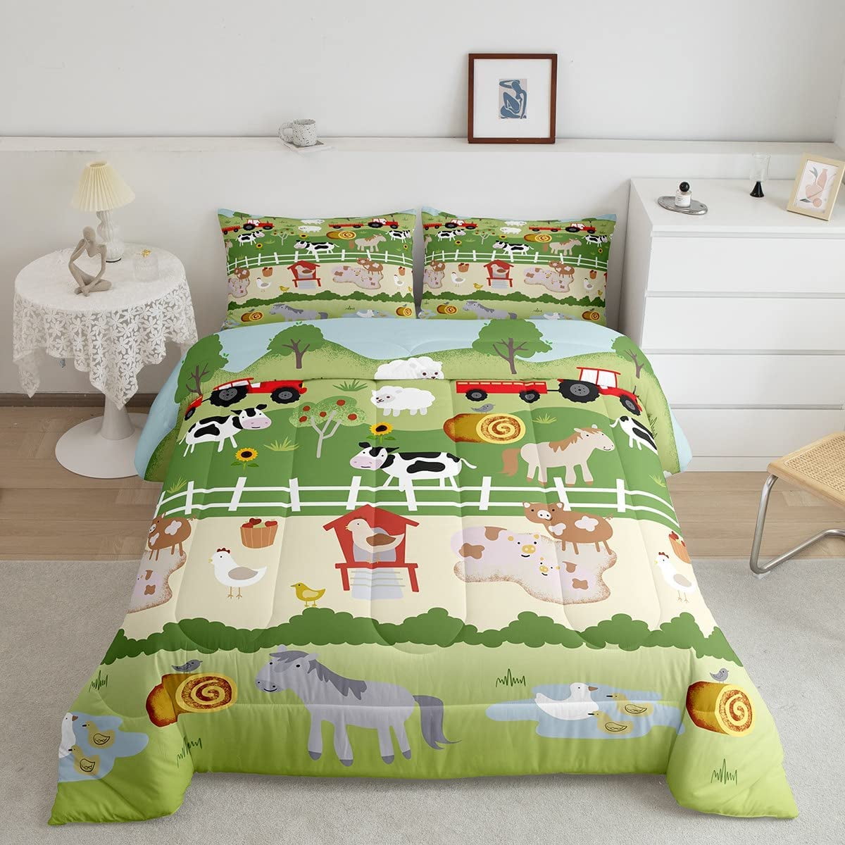 Kids Zoo Animal Comforter Set Cute Wild Animals Bedding Set Cartoon ...