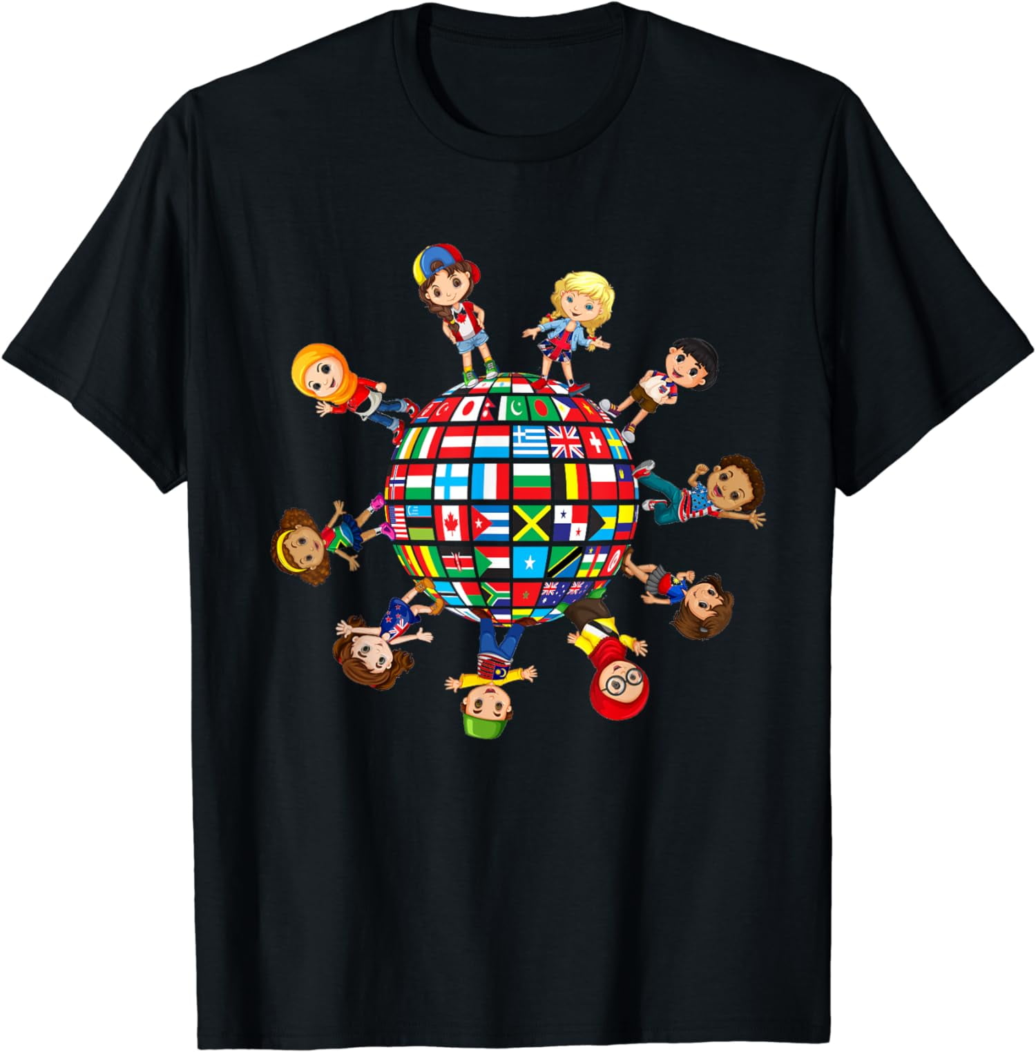 Kids around the Globe Cultural diversity Flags of the World T-Shirt ...