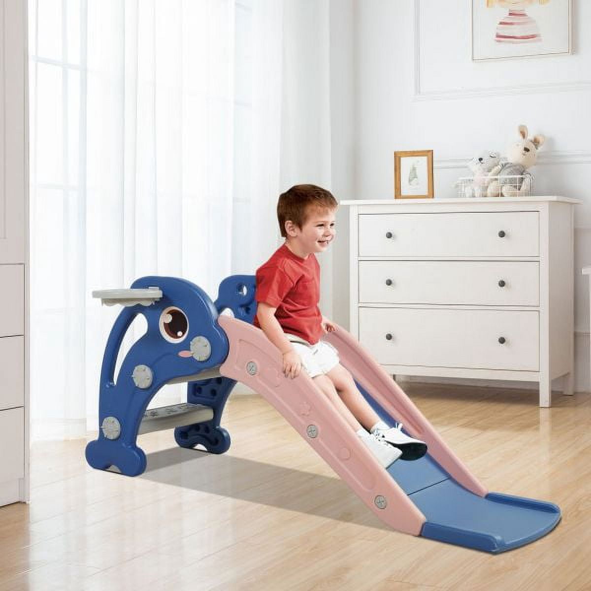 Kids-gift! Kids 3 in 1 Slide with Basketball Hoop, Toddler Slide ...