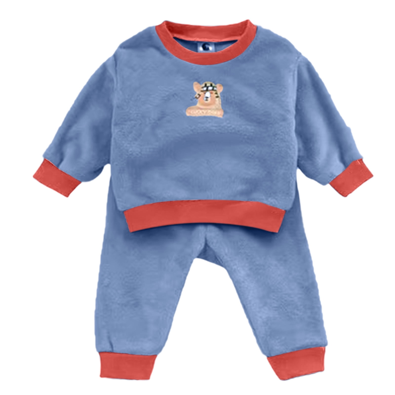 Kids grils pajamas 2 Pieces Pjs winter girls warm pajamas girls long ...