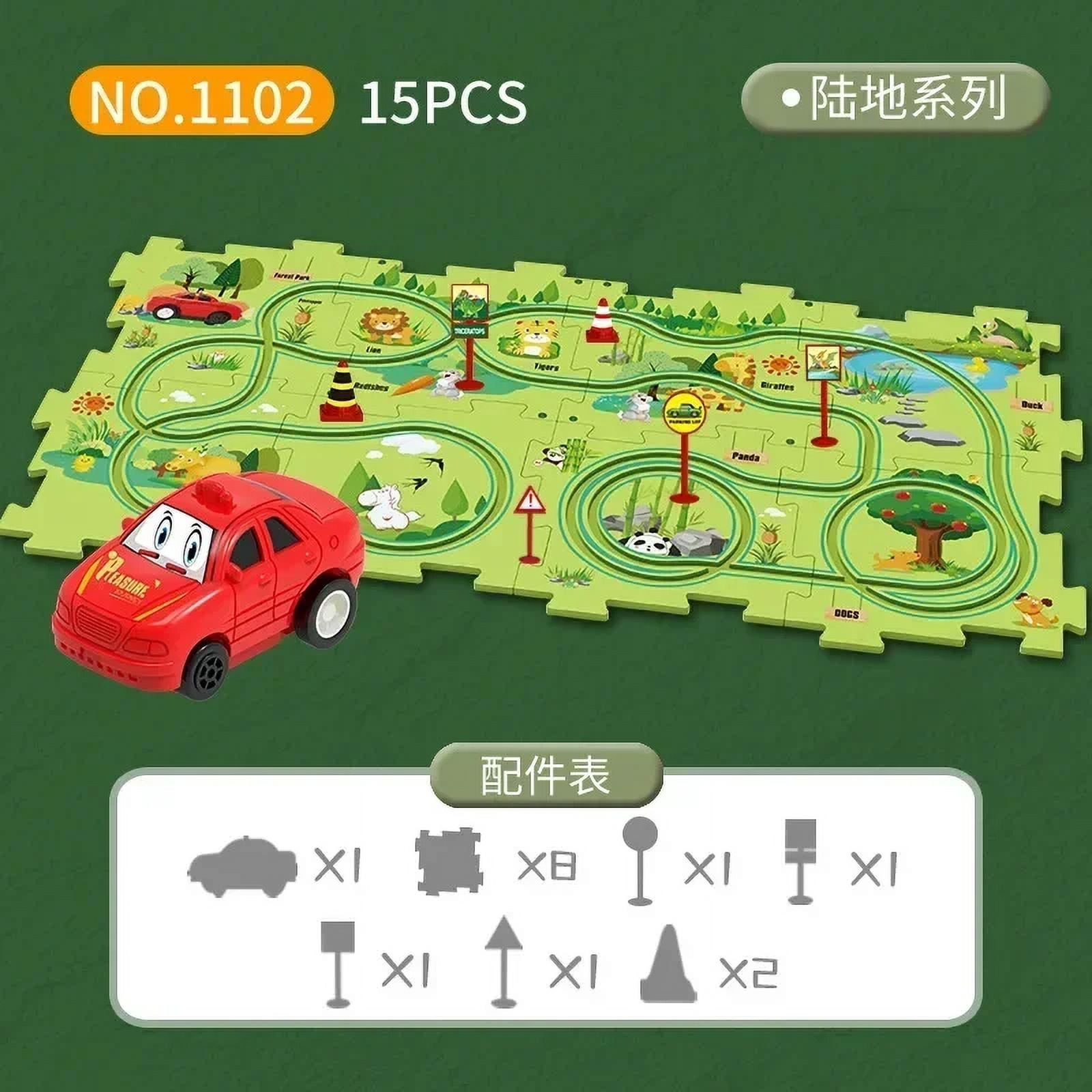 Kids puzzle rail car DIY assembly electric trolley automatic rail city ...