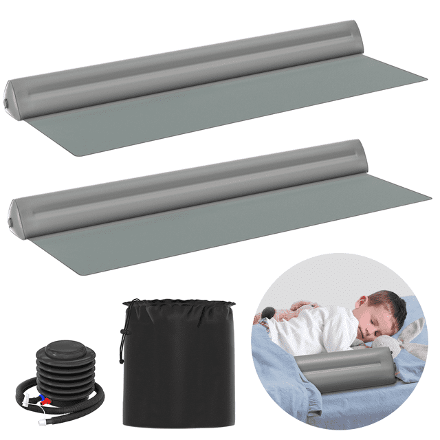 Kidsbuddy 2-Pack Inflatable Bed Rail for Toddlers Travel Bed Rail, Blow ...