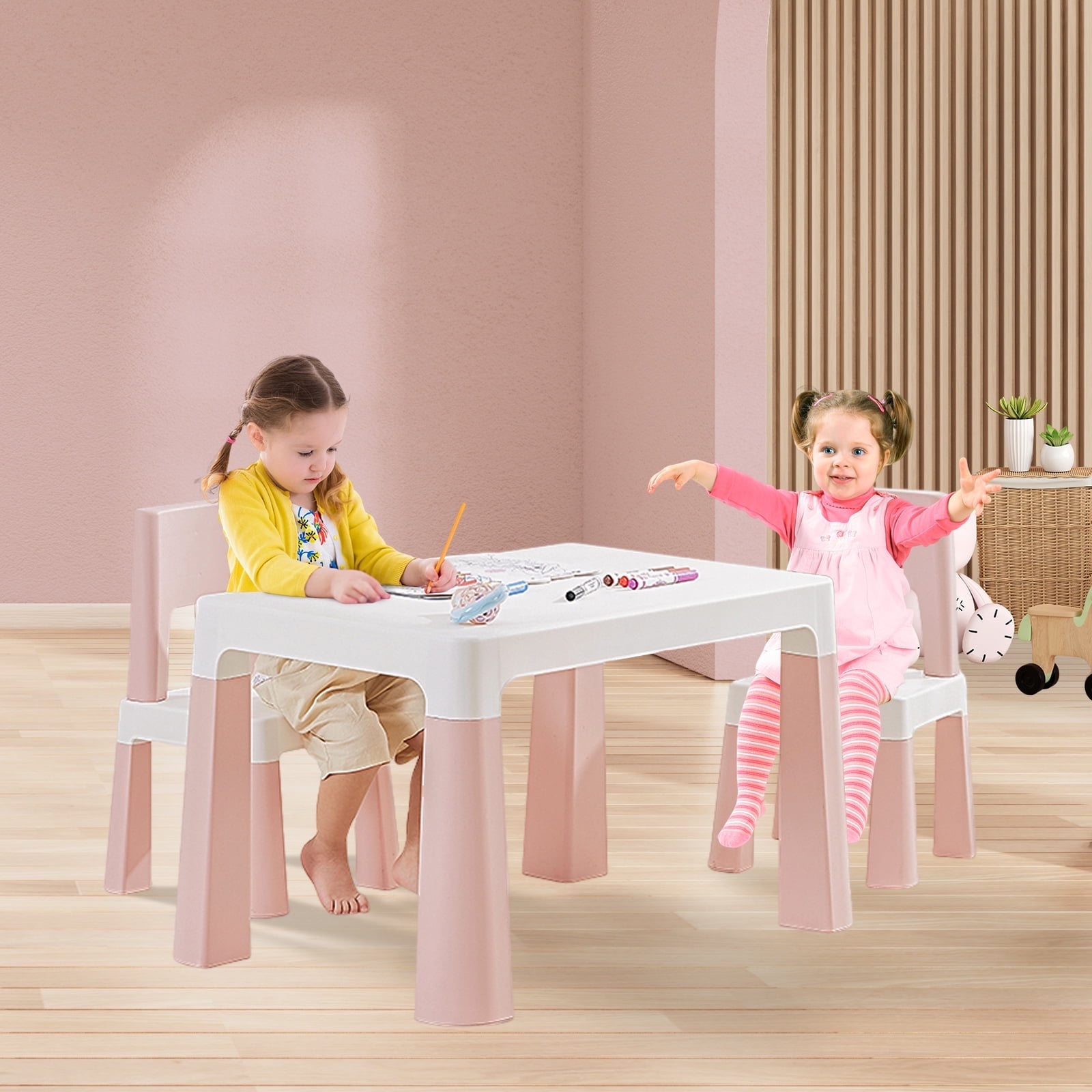 Kidsbuddy Kids Table and 2 Chairs Set Toddler Table and Chairs Set for ...