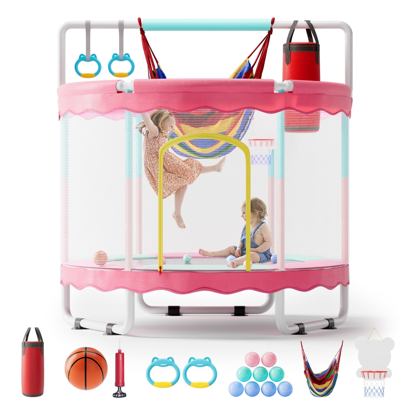 Kidsbuddy Trampoline for Kids, 60'' Toddler Mini Trampoline with ...