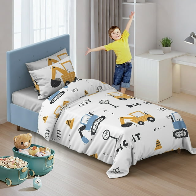 Kidsbuddy Twin 3 Piece Kids Comforter Set for Boys, Bedding Set with 2 ...