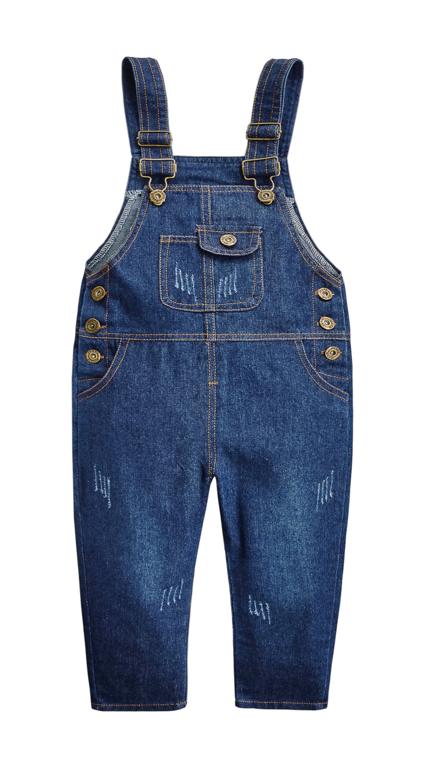 Kidscool Space Snap Leg/Crotch Mettal Buttons Reipped Denim Overalls ...