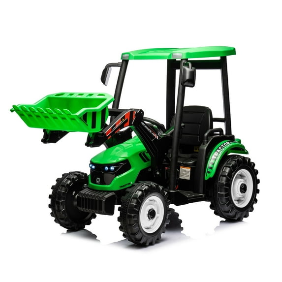 Kidsera 24V Kids Ride On Tractor Green, Riding Tractor with Front ...