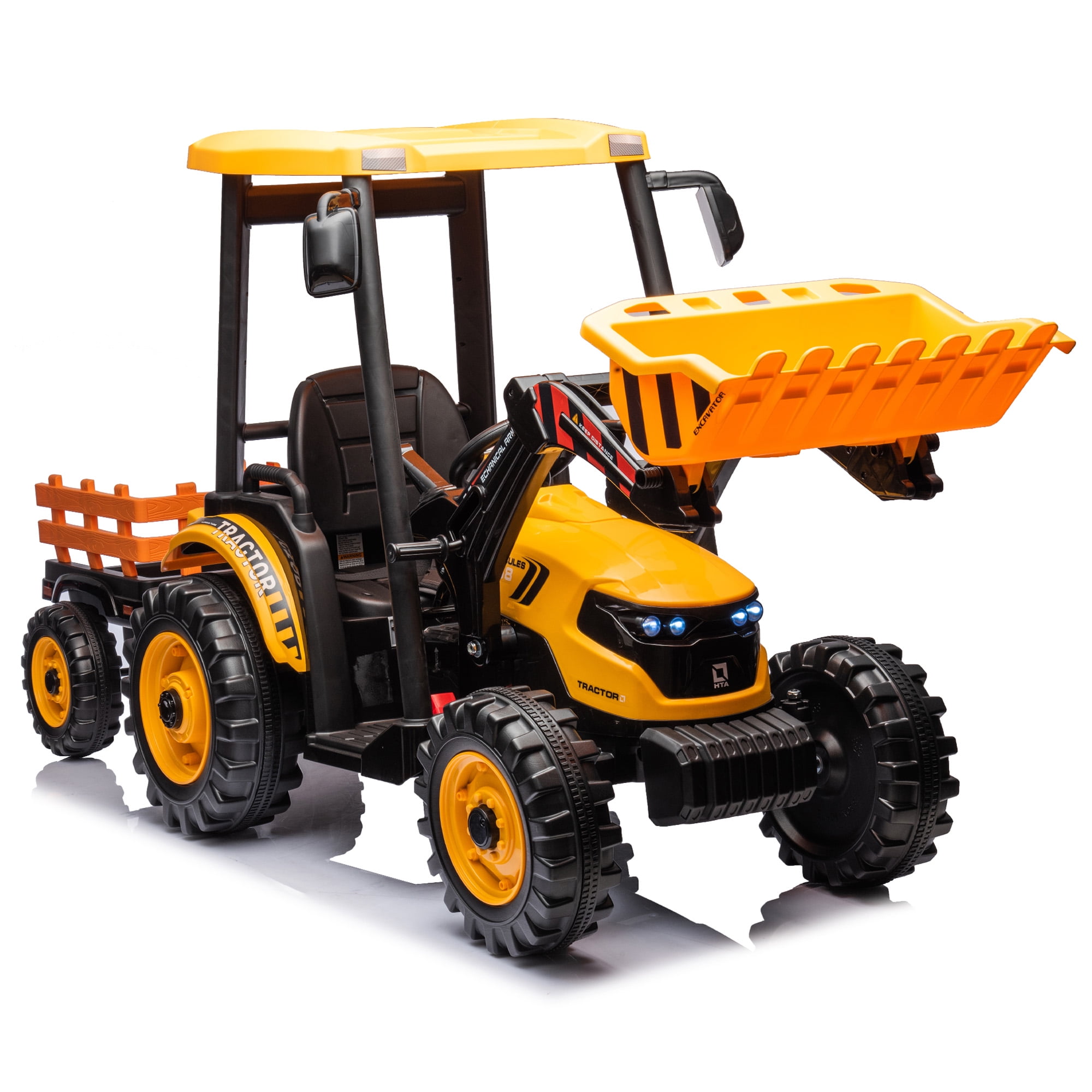 Kidsera 24V Kids Ride On Tractor Yellow, 3in1 Riding Tractor with ...