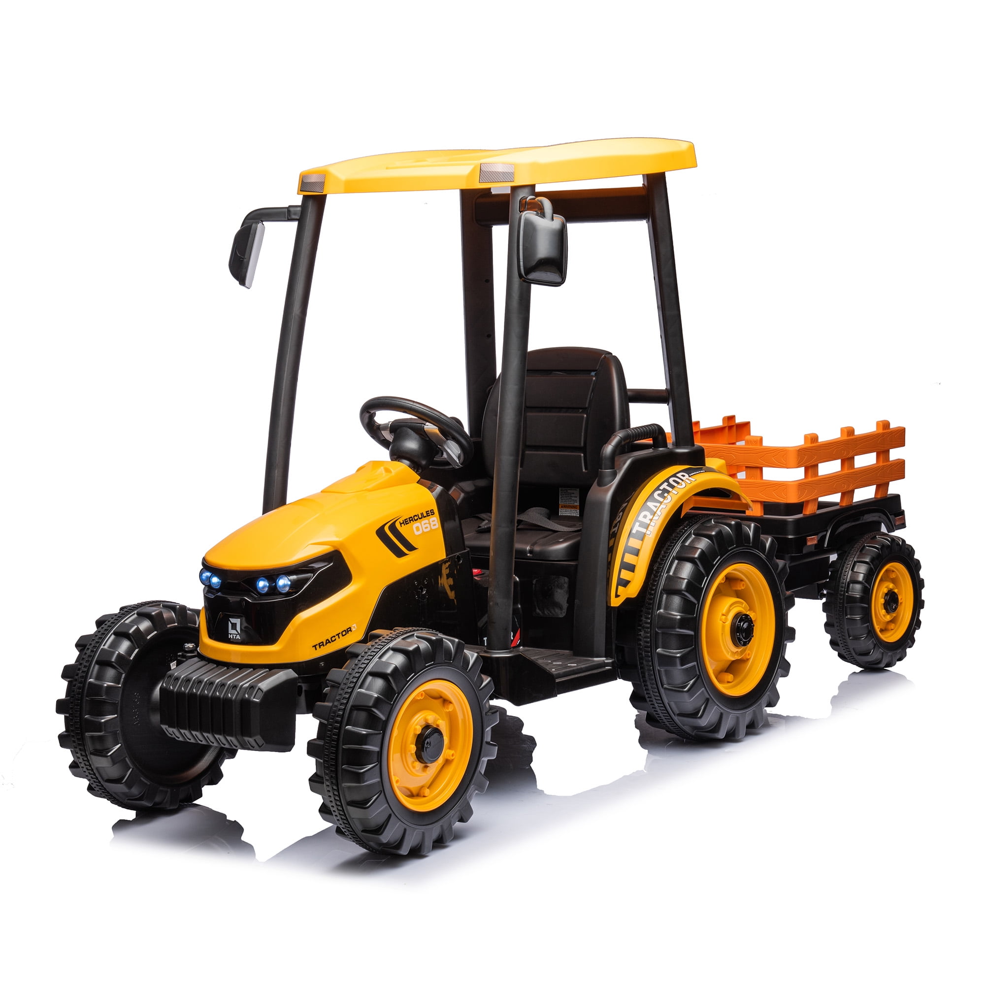 Kidsera 24V Kids Ride On Tractor Yellow with Detachable Trailer, Dual ...
