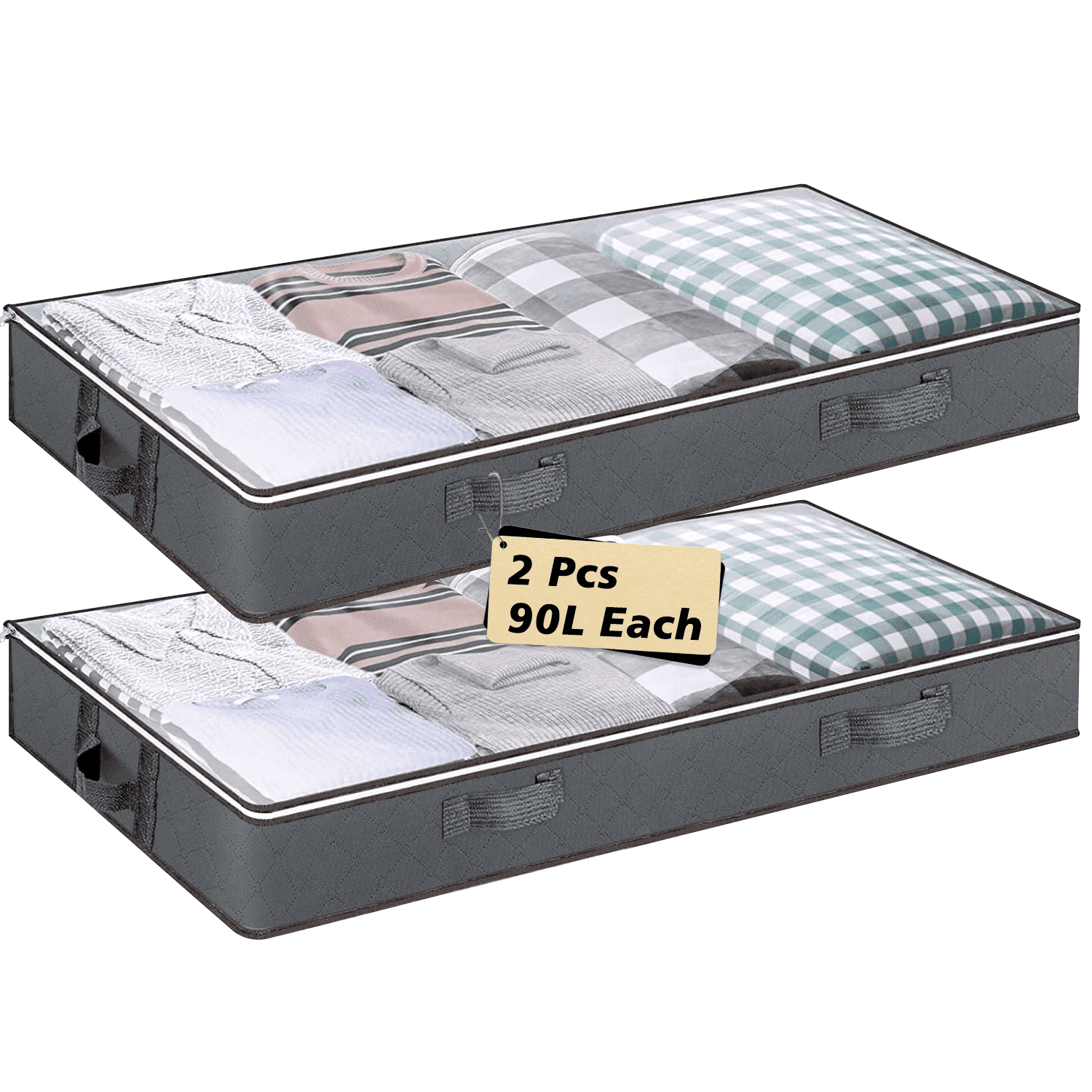 SPORTS JOY 2Pack 90L Under Bed Storage Bags with Reinforced Handles ...