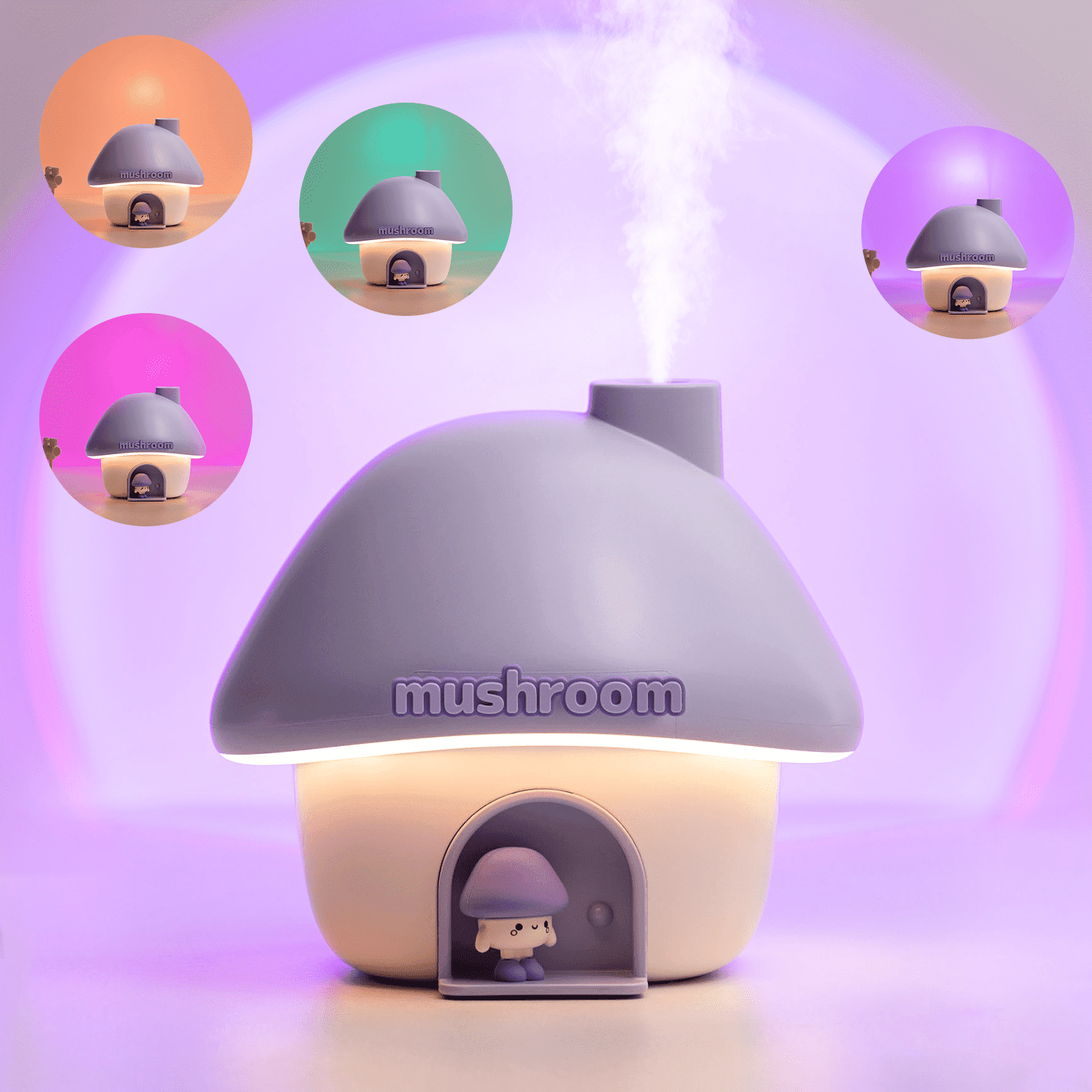 Kidsjoy Humidifiers ,Mushroom House Portable Humidifier With Night ...