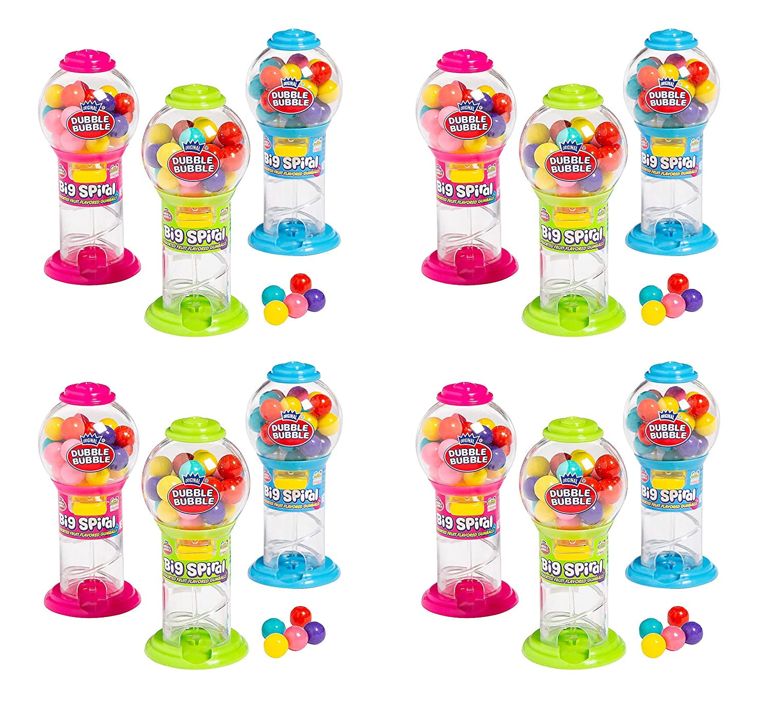 Kidsmania Dubble Bubble Gum Bright Big Spiral Gumball Dispensers (12 ...