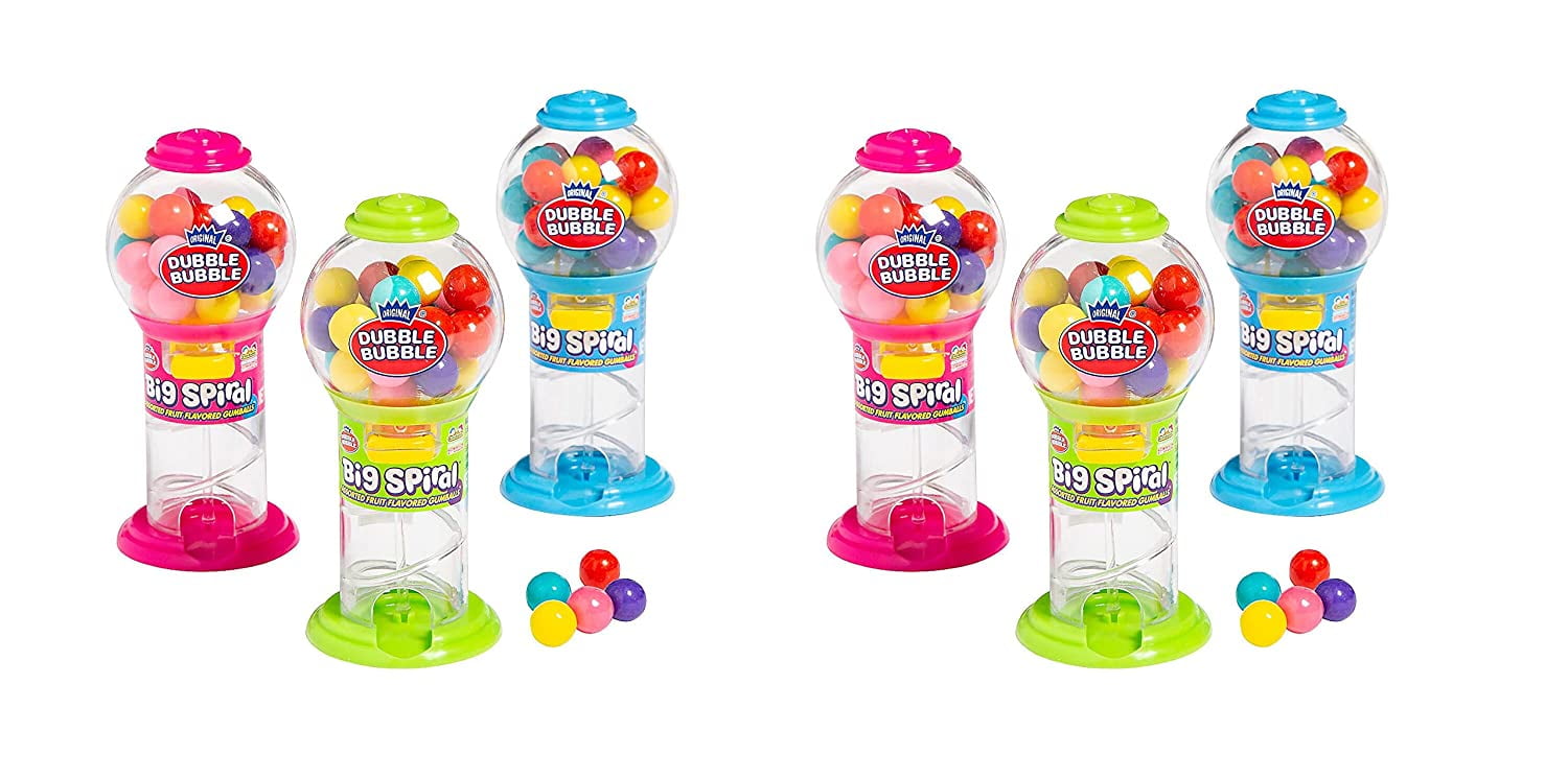 Kidsmania Dubble Bubble Gum Bright Big Spiral Gumball Dispensers (6 ...