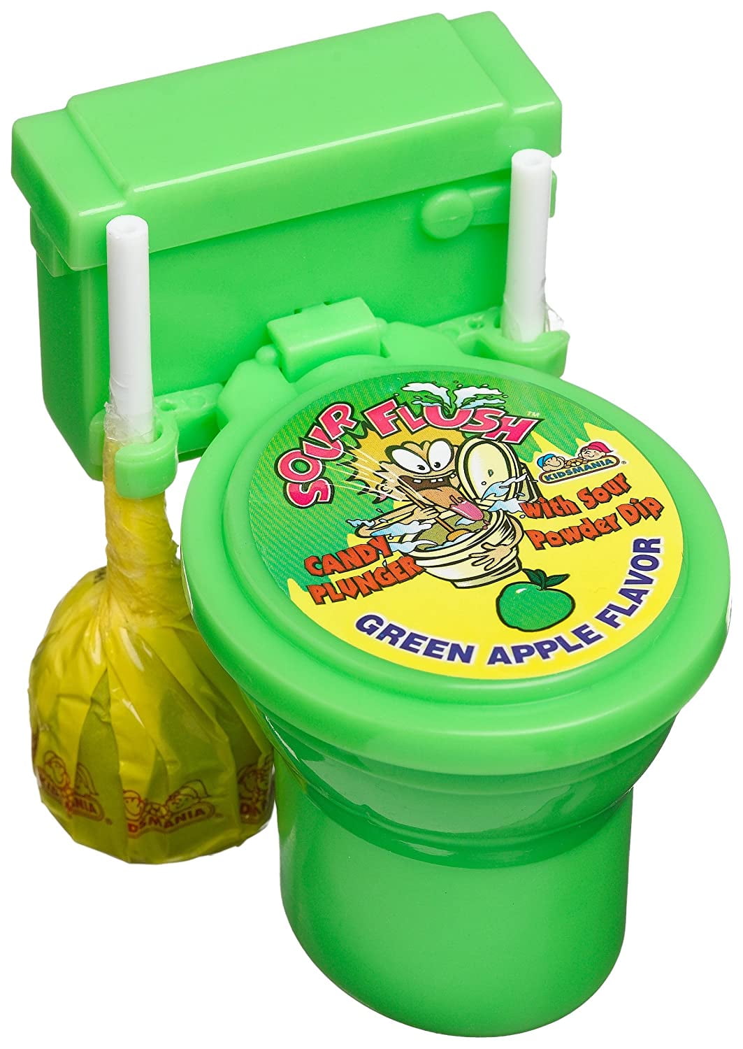 Kidsmania Sour Flush Candy Plunger with Sour Powder Dip, Green Apple ...