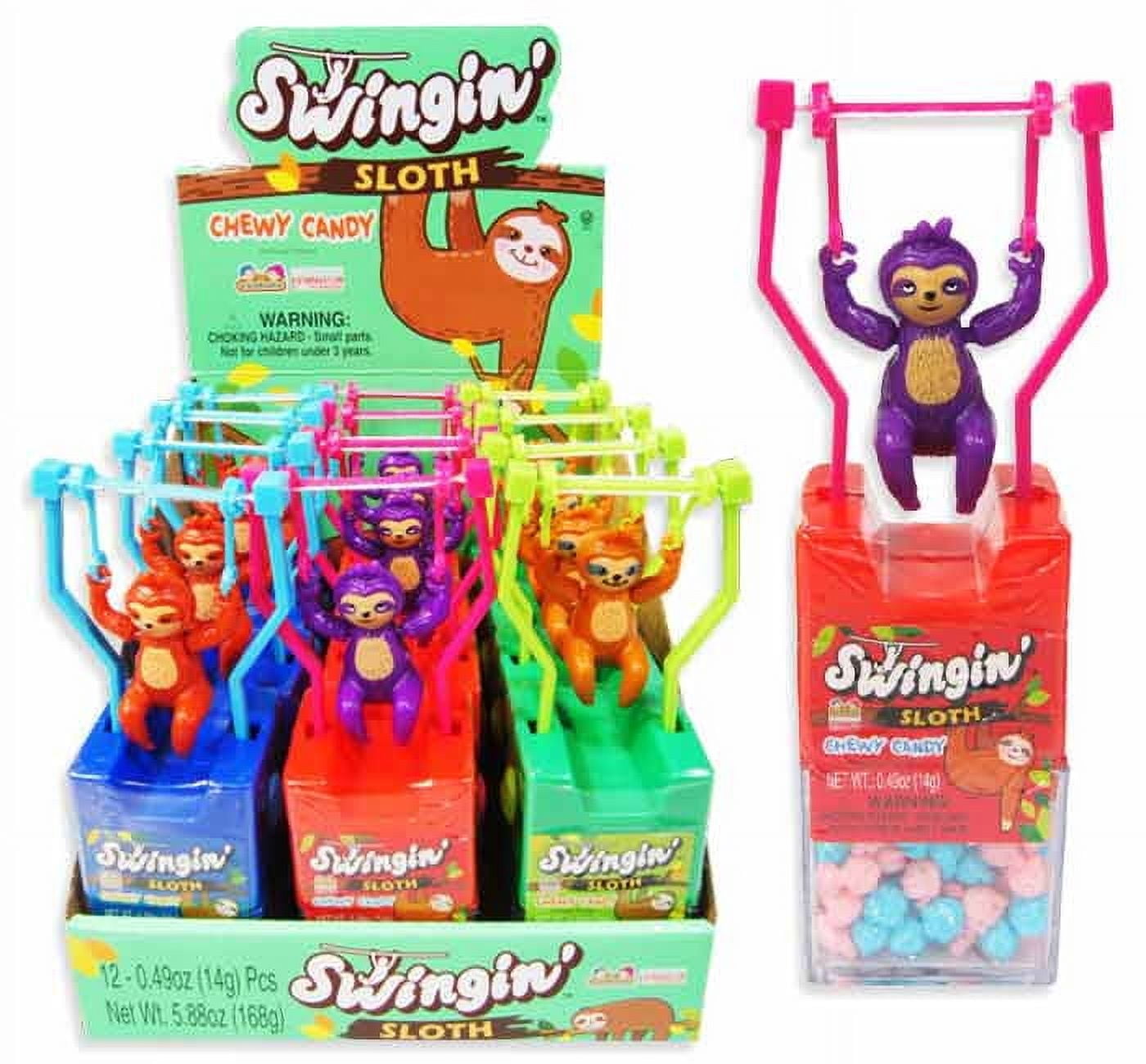 Kidsmania Swingin’ Sloth Chewy Candy & Toy, 0.49 Ounce - 12 Count ...