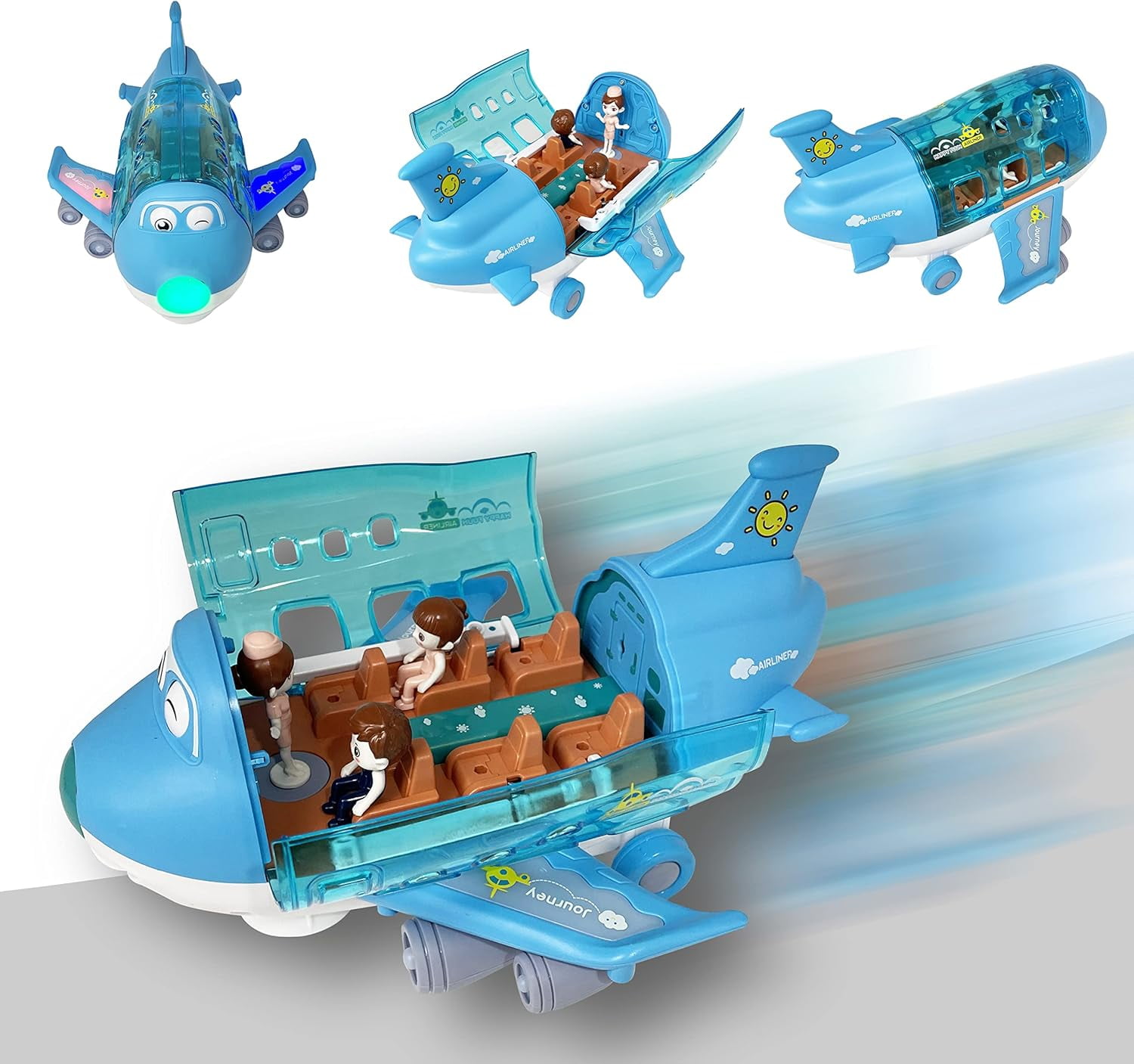 Kidsthrill Kids Airplane Toy with Bump & Go Technology, Flashing Lights ...