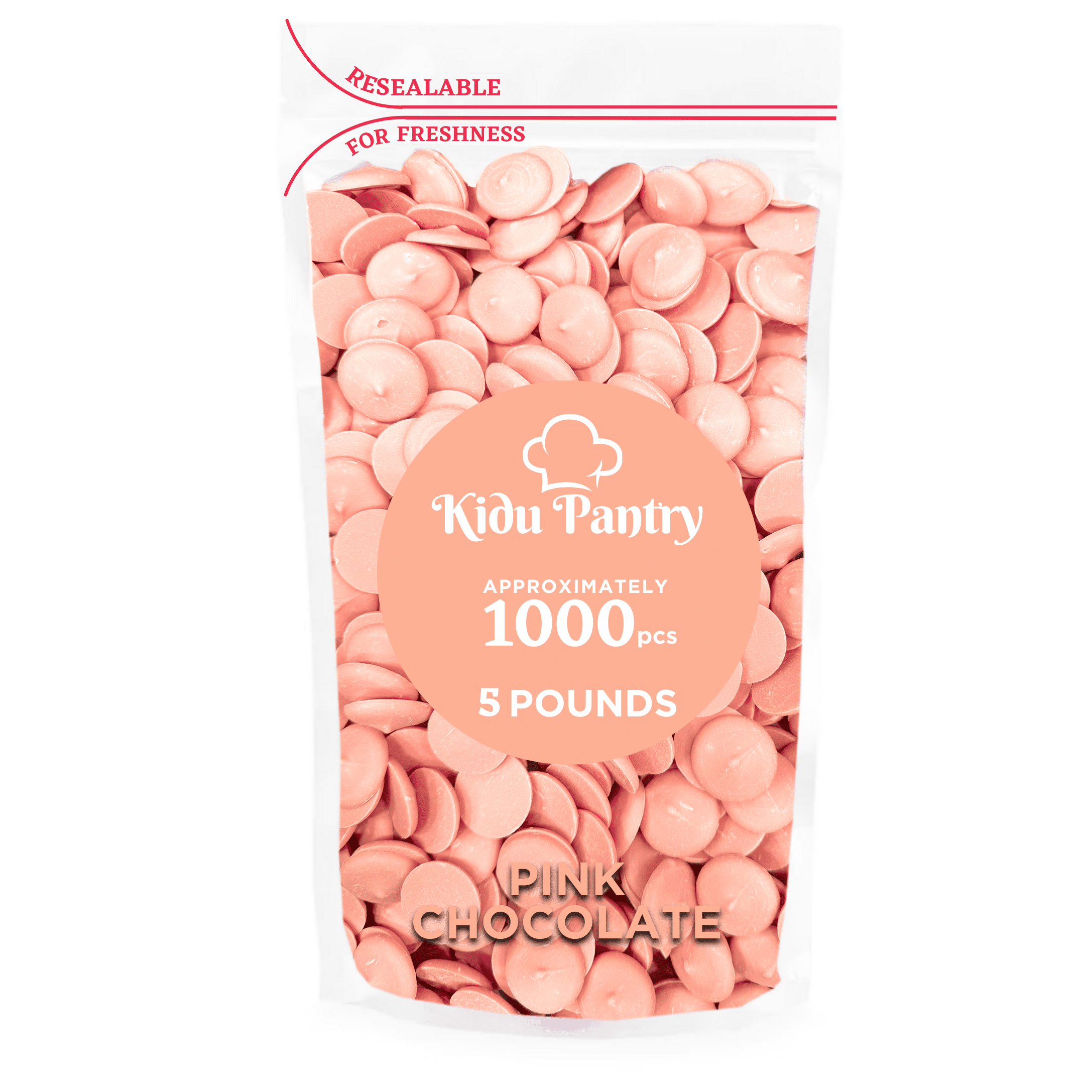 Kidu Pantry Melting Pink Chocolate Wafers 80 Ounces - 5 Pound Bulk In ...
