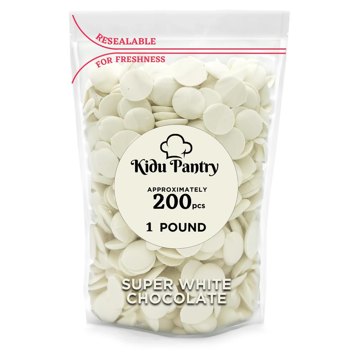 Kidu Pantry Melting Super White Chocolate Wafers, 16 Ounces, Bulk ...
