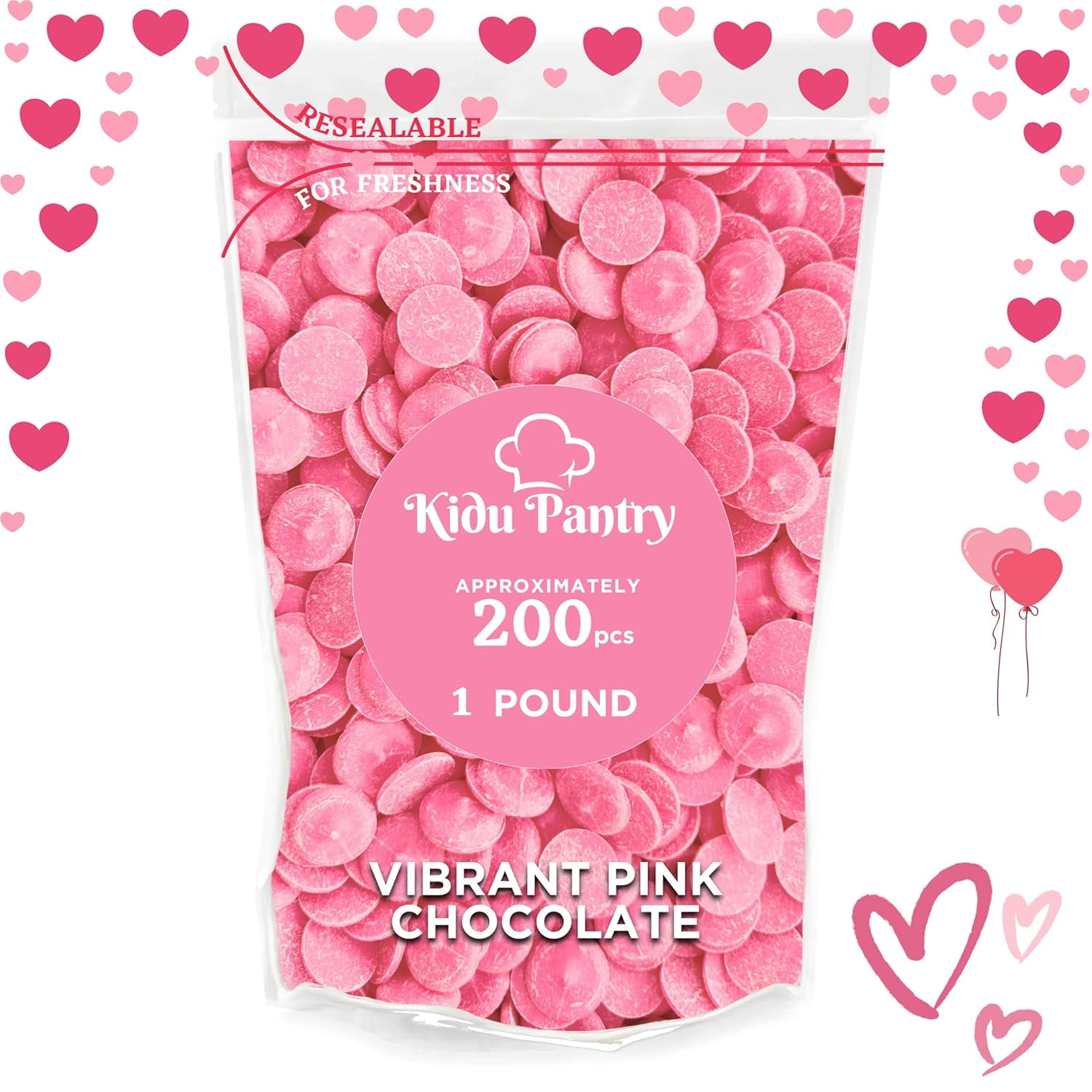 Kidu Pantry Vibrant Pink Melting Chocolate Wafers 1 Pound Bulk In ...