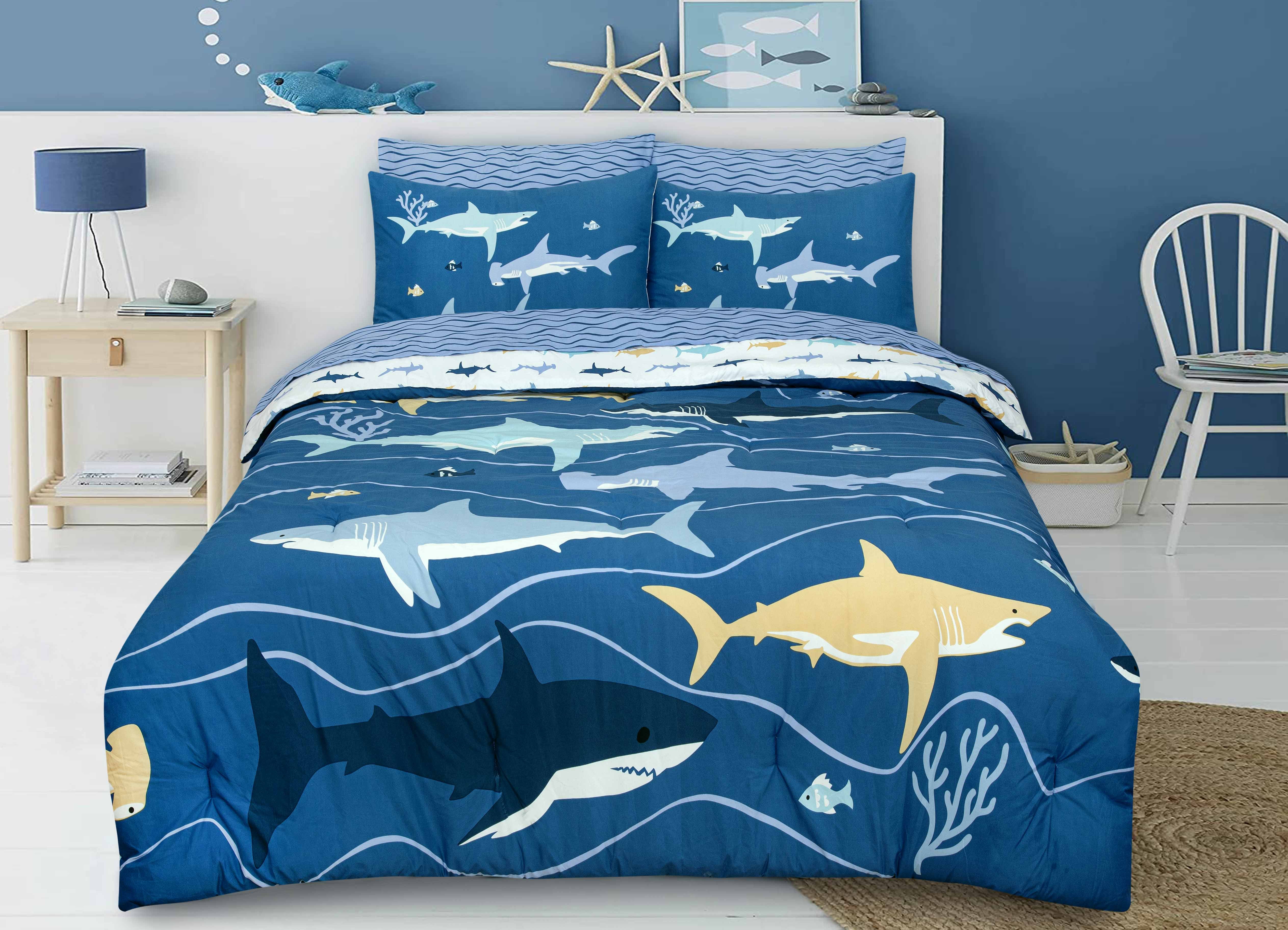 Kidz Mix 5-Pieces Blue Sharks Bed in a Bag, Twin - Walmart.com