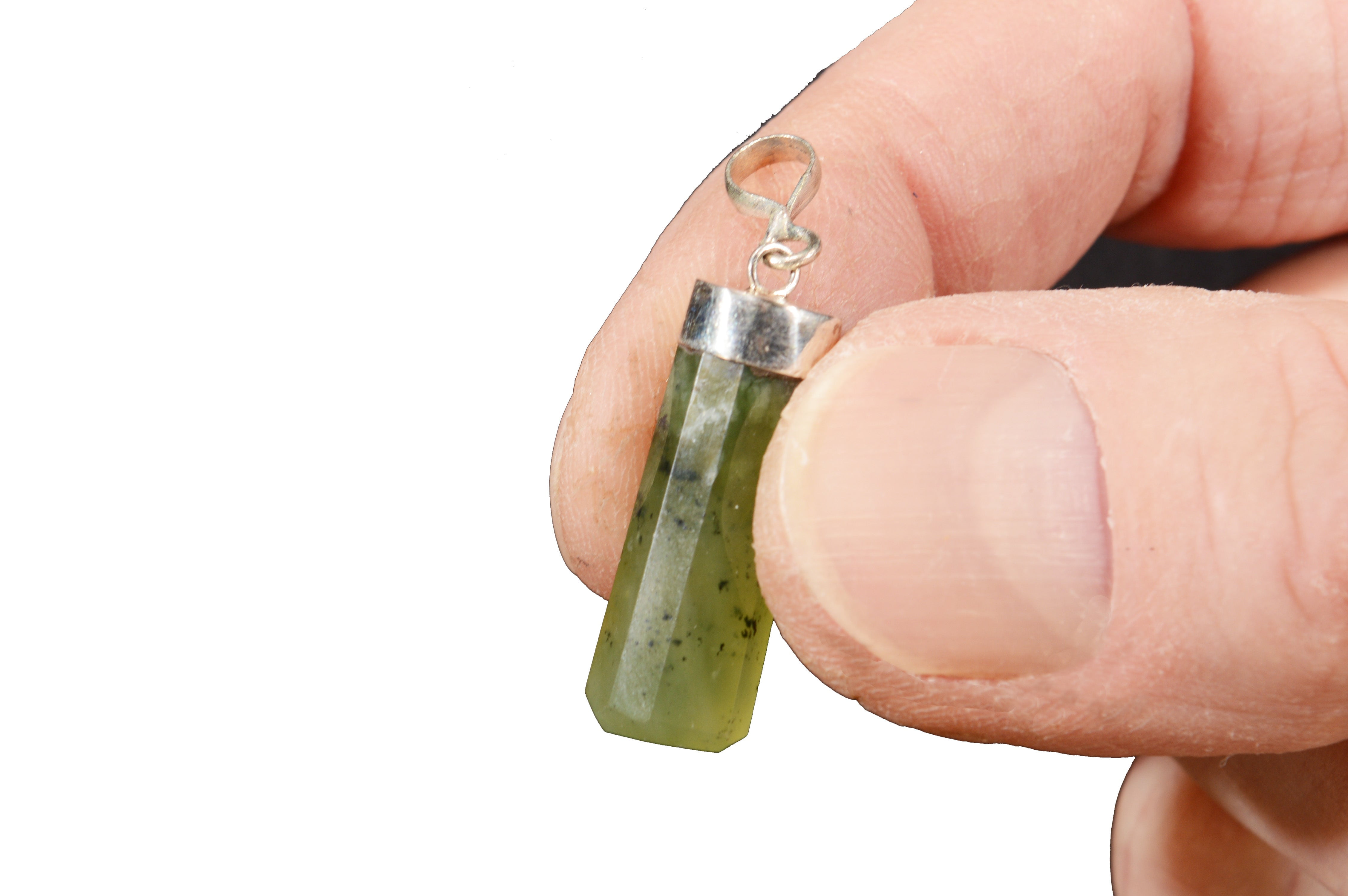 Kidz Rocks Hydrogrossular Garnet Pendant 1 1/4" Sterling Silver Green ...