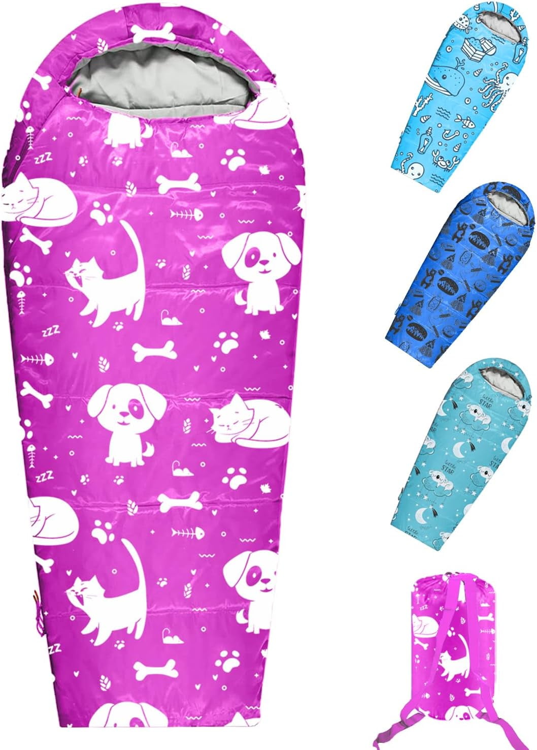 KidzAdventure Mummy Style 32 – 59F Kids Sleeping Bag with Pillow Sleeve ...