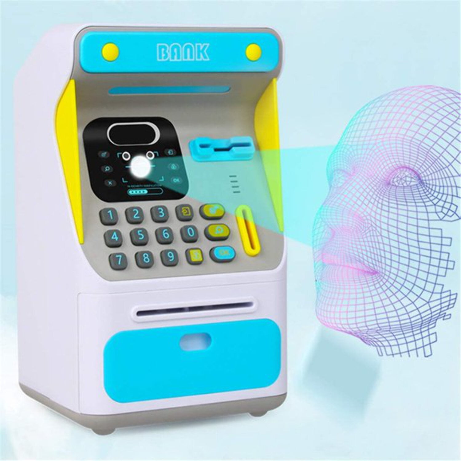 Kidzlot Mini ATM Money Bank with Electronic Lock Face Recognition Auto ...