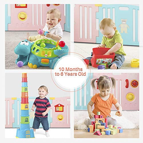Kidzone Interactive Baby Playpen 8 Panel Play Yard with Safety Gate ...