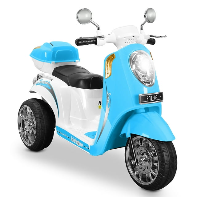 Kidzone Motorized 3 Wheel Motorcycle, 6V Toy Battery Powered with Music ...