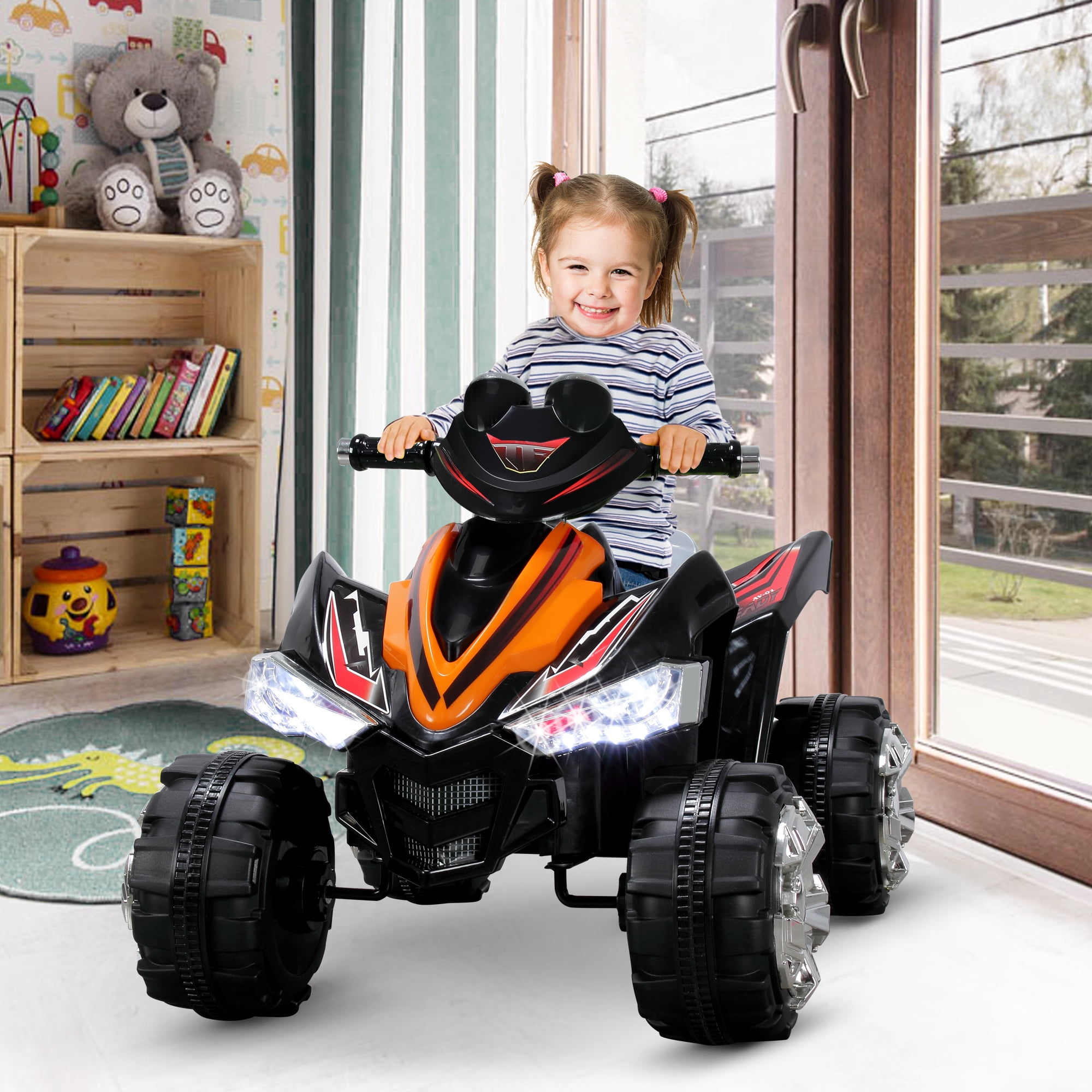 Kidzone Powered Battery 12V Kids ATV Quad Ride-On 4 Wheeler w/ Built-in ...
