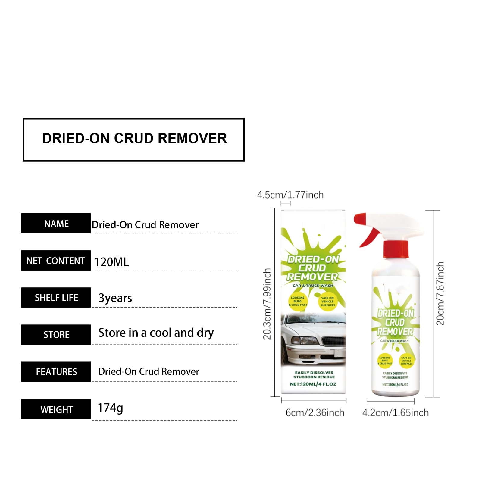Kieccall 120ml Car Bug Insect Residue Remover Spray - Fast Dissolving ...