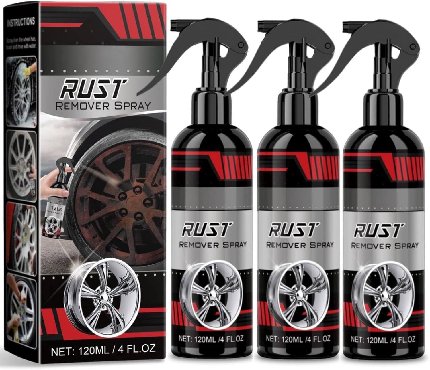 Kieccall 3 Piece Wheel Rust Remover Car Paint Rust Cleaner Auto Garage ...