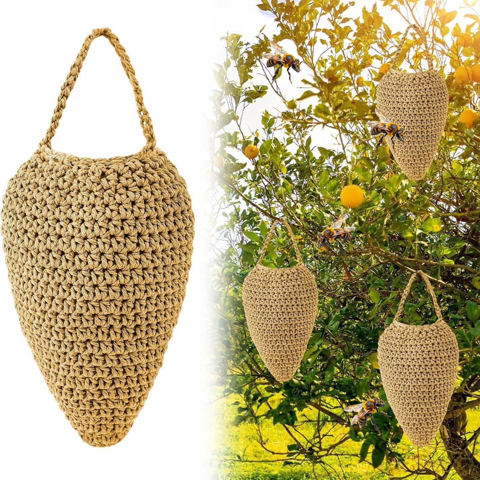 Kieccall Bee Repellent Decoy Hanging Nest with Cotton Filling ...