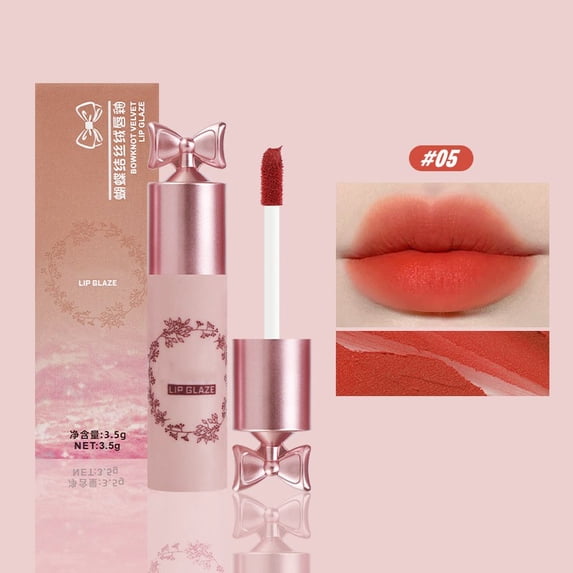 Kieccall Bow Ribbon Velvet Lip Tint - Richs Color Long-Lasting Dewy ...