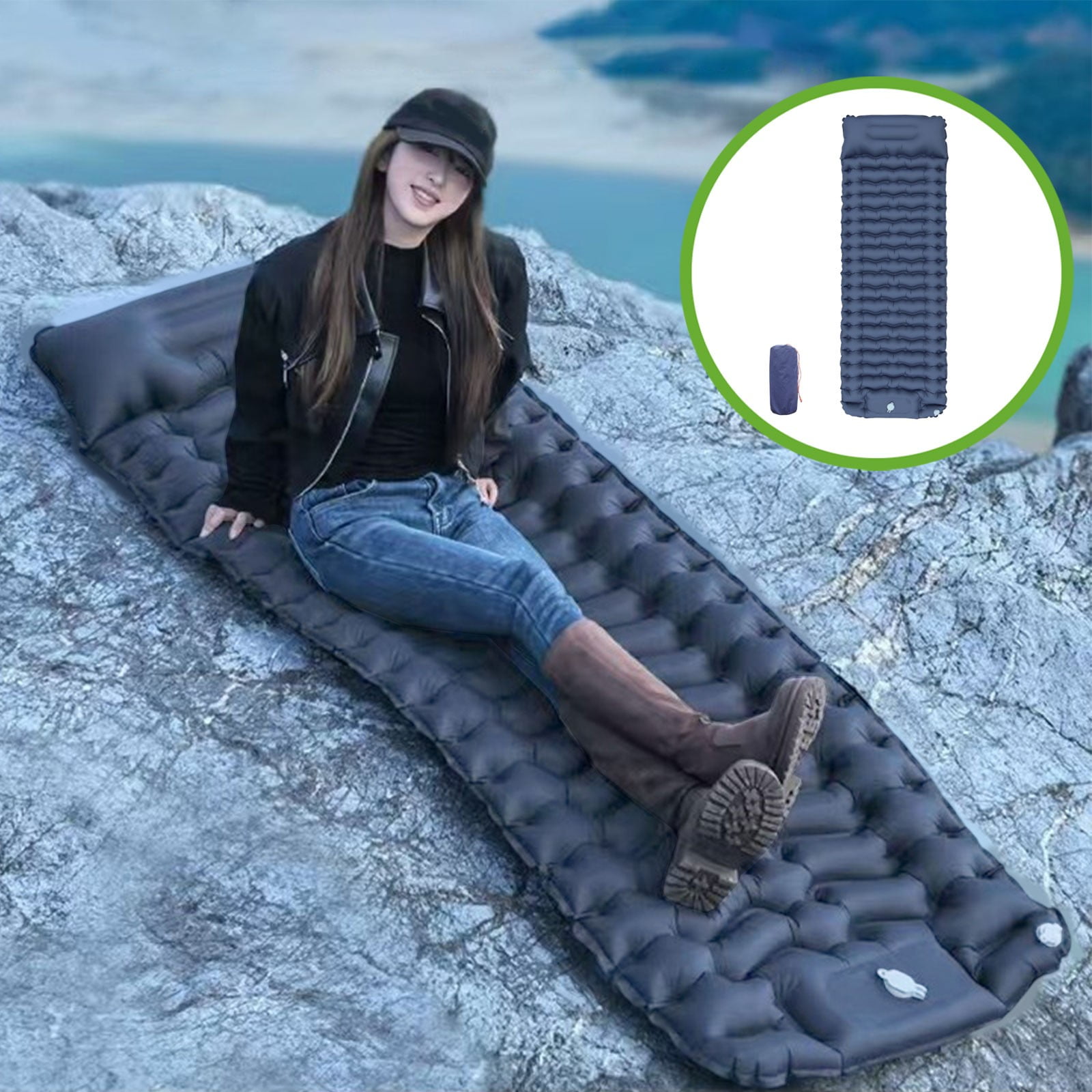 Kieccall Lightweight Nylon Inflatable Sleeping Pad, Compact Insulated ...