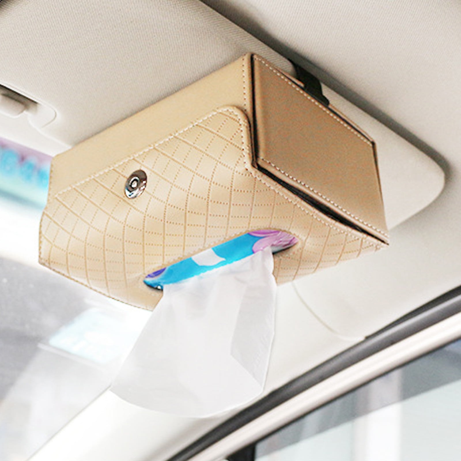 Kieccall New Car Tissue Box Diamond Pattern Car Storage Tissue Bag ...