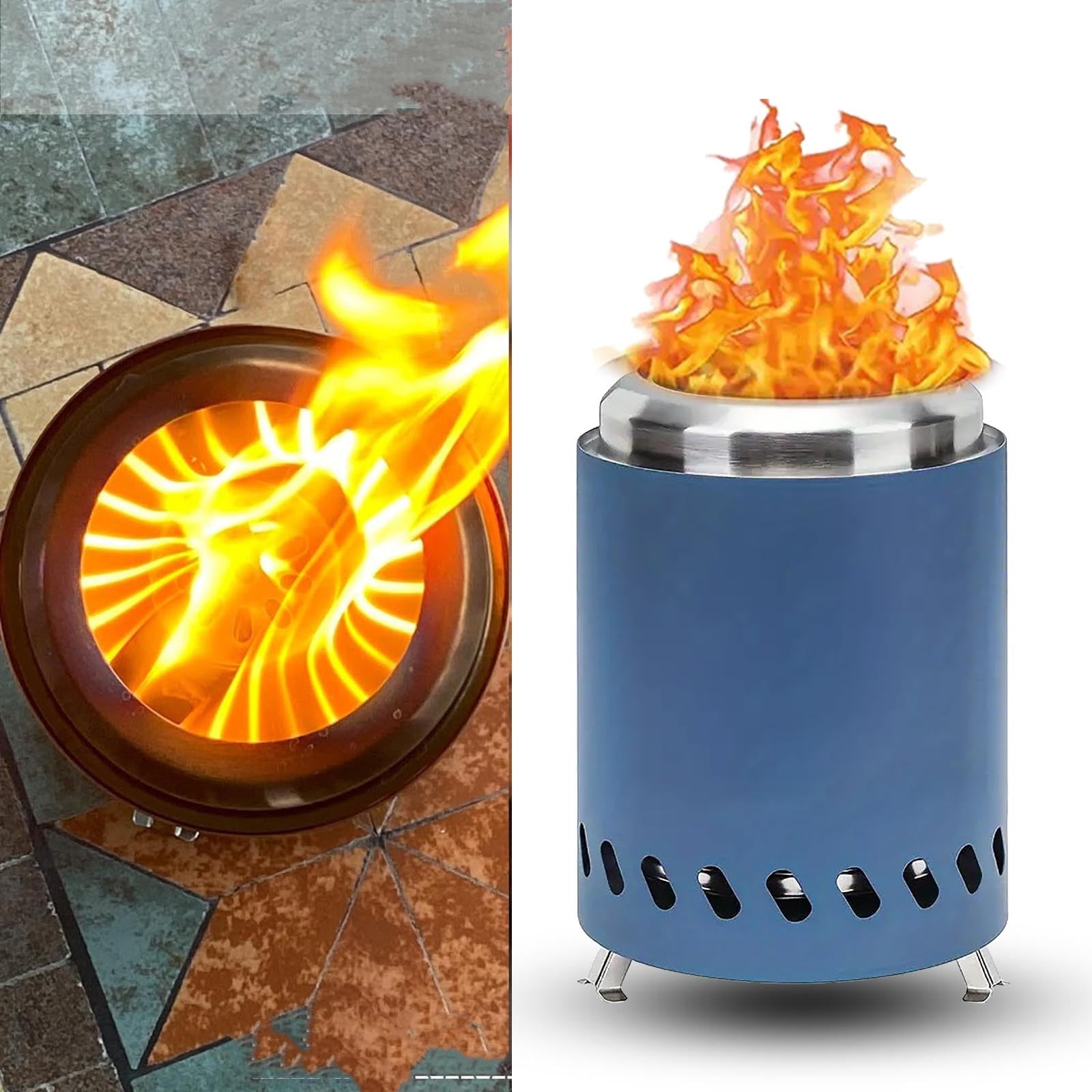 Kieccall Outdoor Wood-Burning Camp Stove, Portable Stainless Steel ...