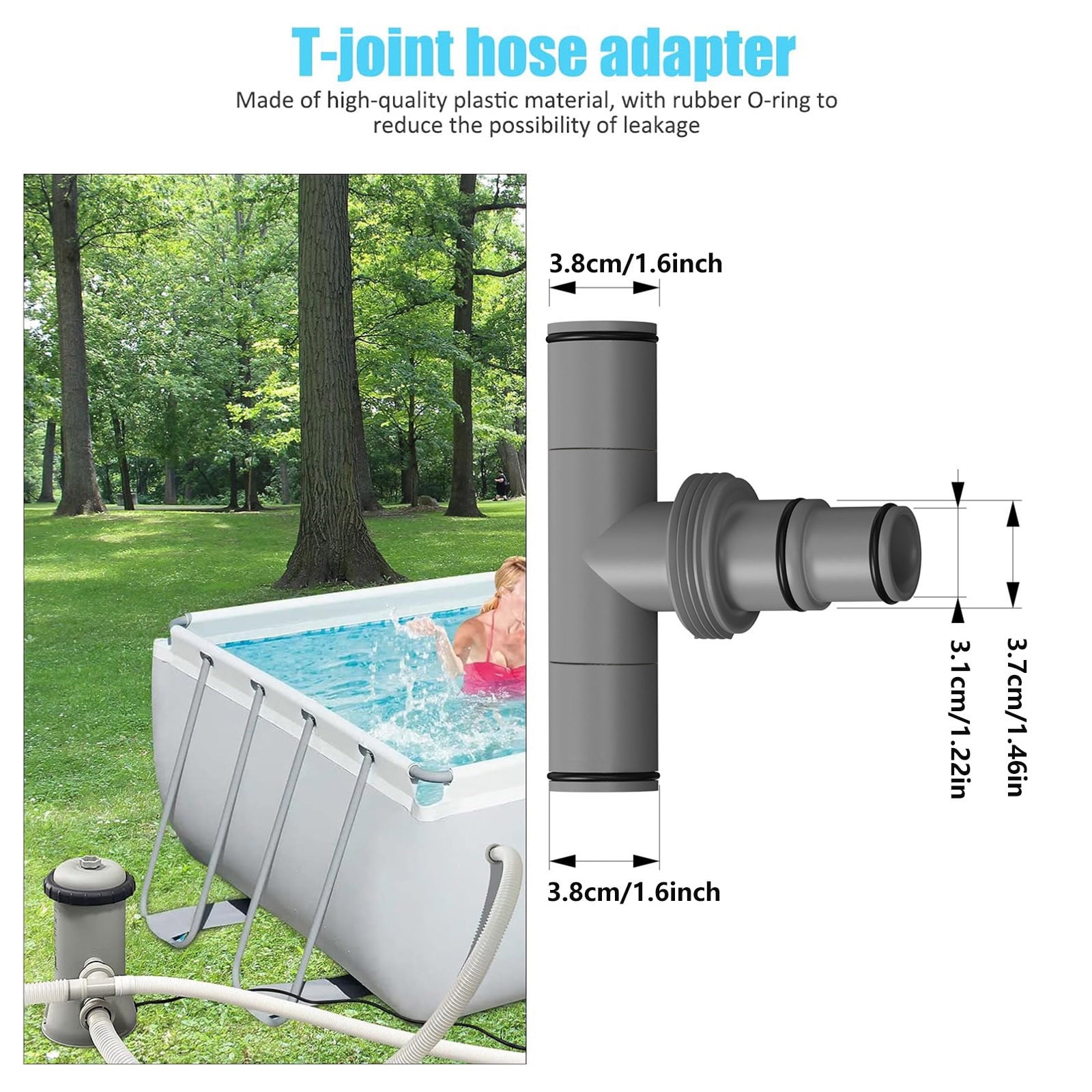 Kieccall Pool Pump Hose Tee T-Joint Connector, Pool Hose T, Y Etc ...
