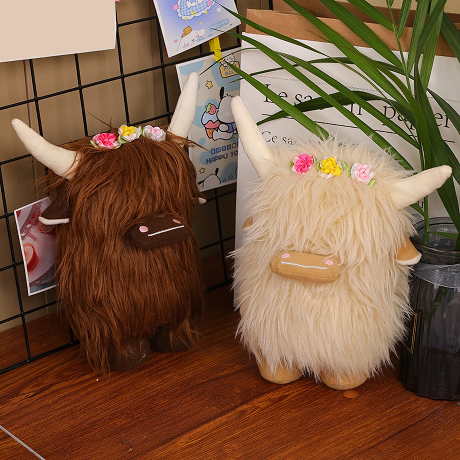Kiel 20cm Highland Cow Gnomes Soft Fluffy Hair Lovely Flower Yak ...