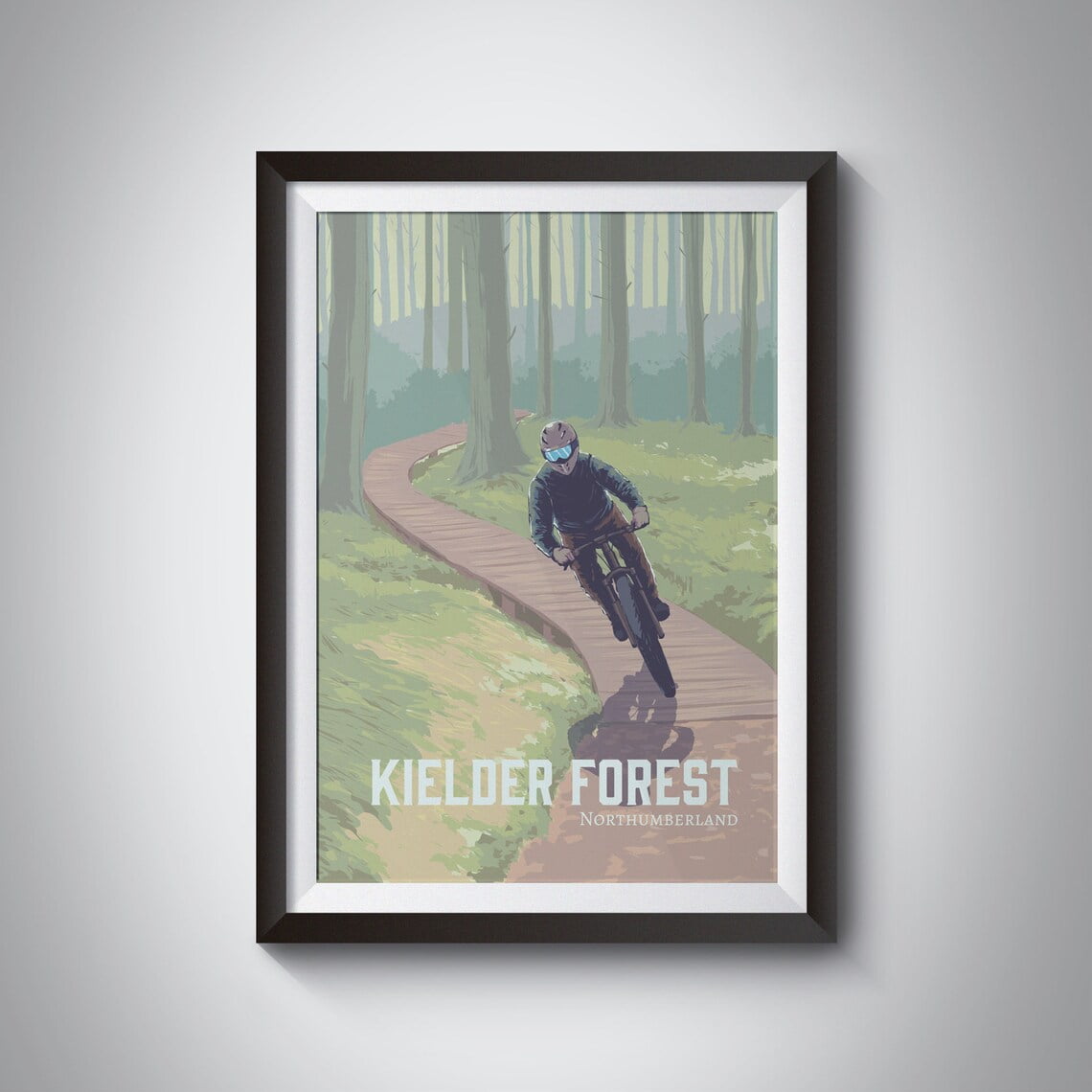 Kielder Forest Mountain Biking Poster, Northumberland, Deadwater Trails ...