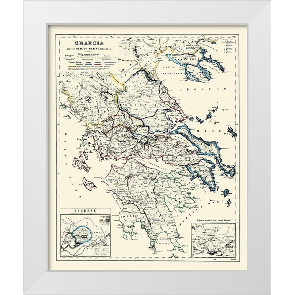 Kiepert 12x14 White Modern Wood Framed Museum Art Print Titled - Athens ...