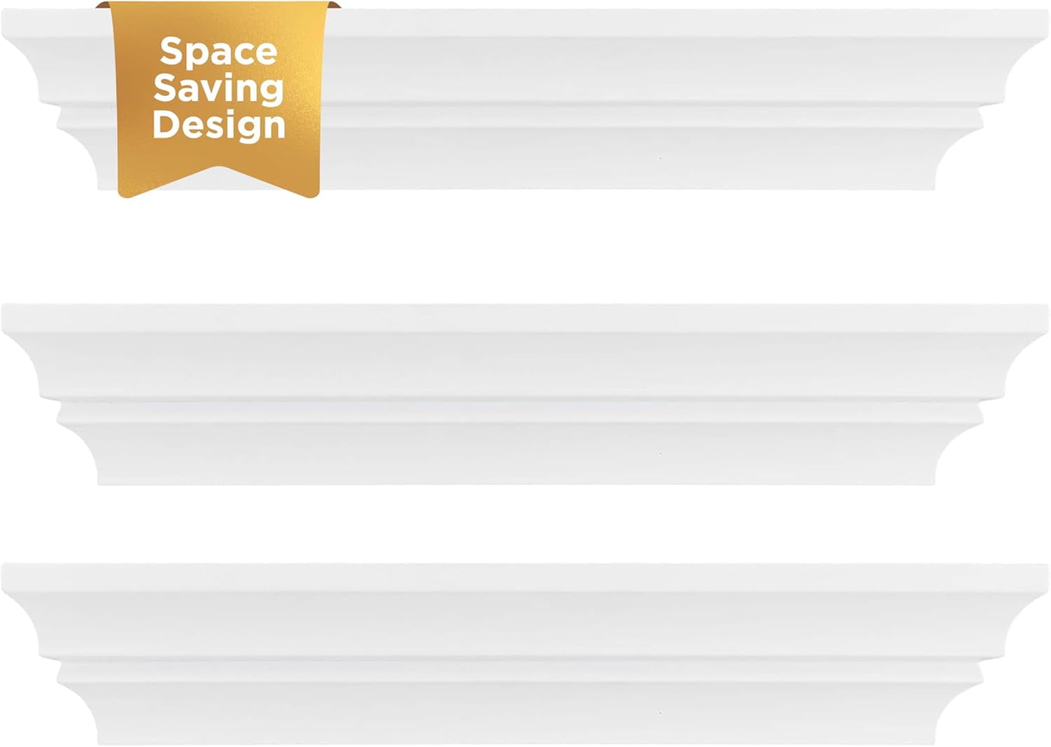 Kiera Grace Madison Classic Crown Molding Floating Wall Shelves, Robust ...