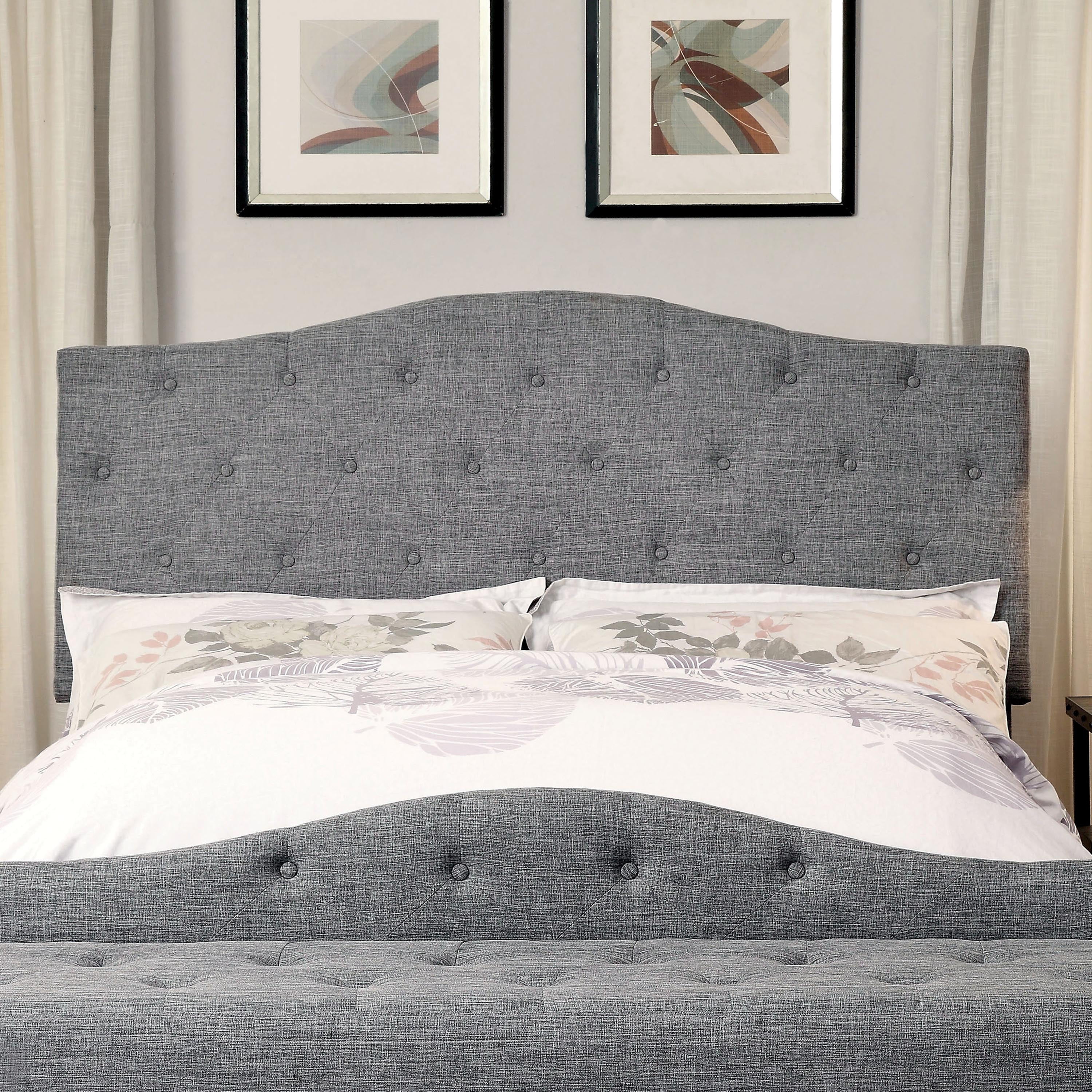 Kiff Button Tufted Fabric Full/Queen Headboard, Gray - Walmart.com
