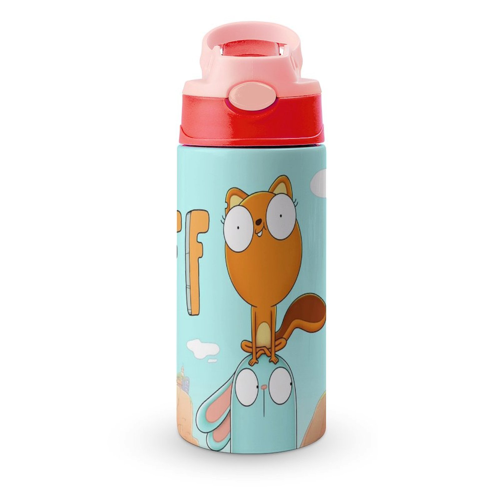 Kiff Squirrel Cartoon Kid's Insulated Water Bottle With Straw Vacuum ...