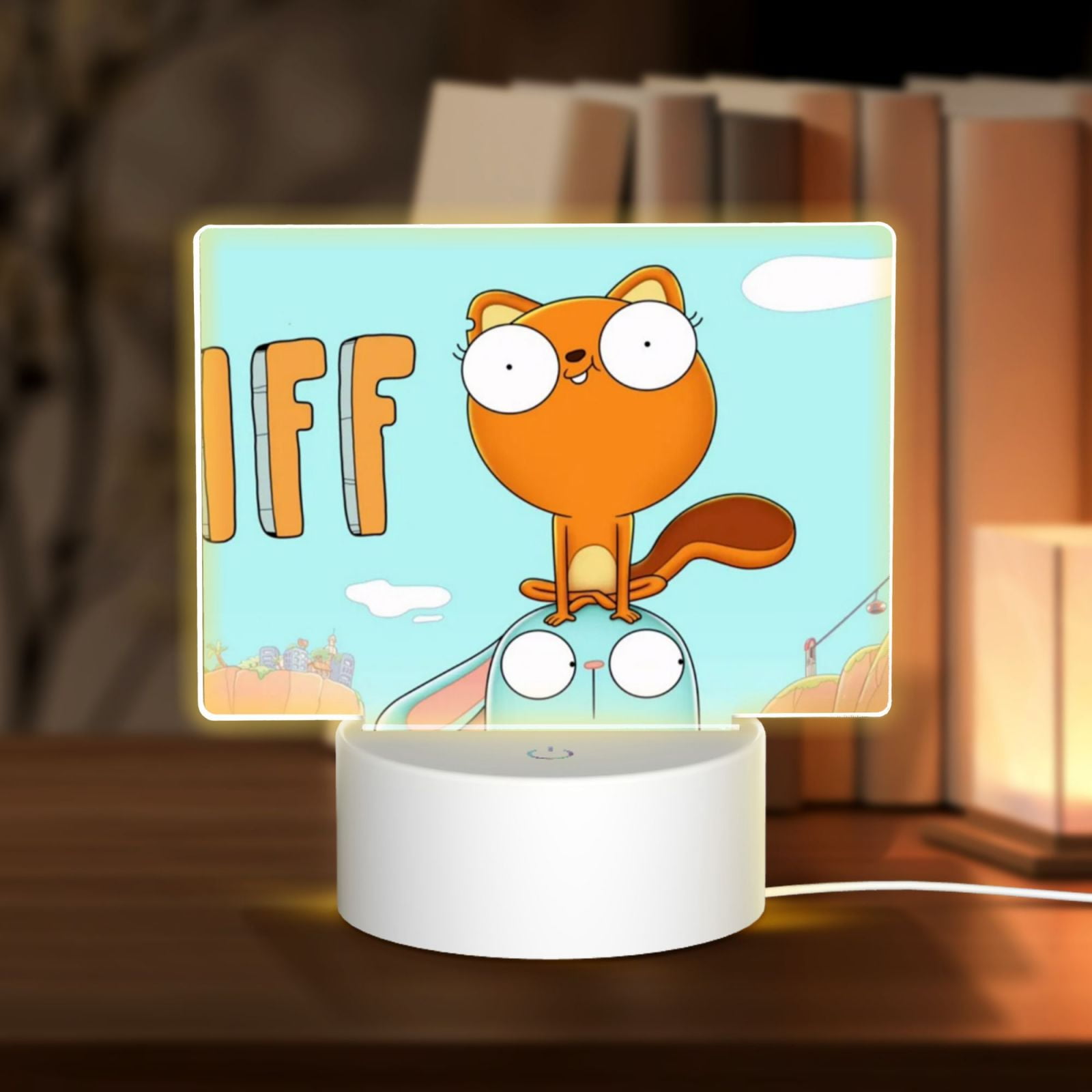 Kiff Squirrel Cartoon Rectangular Acrylic Night Light USB Cable Lamp ...